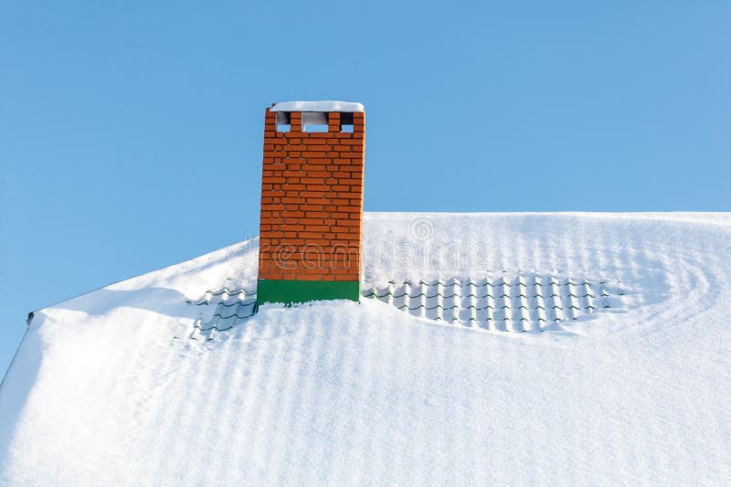 A Chimney is Covered in Snow Stock Photo - Image of detail, closeup ...
