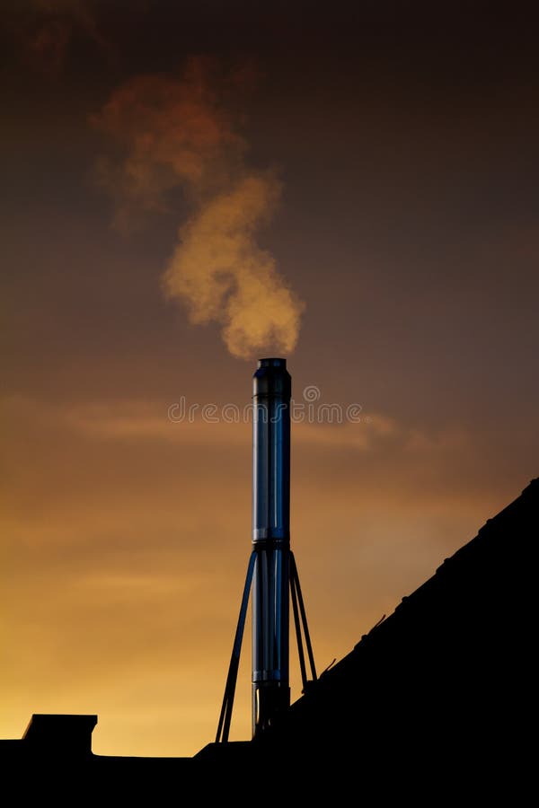 Chimney evening stock image. Image of funnel, smoking - 18169339