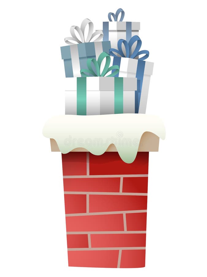 Chimney with Gifts - Isolated on White Stock Vector - Illustration of ...