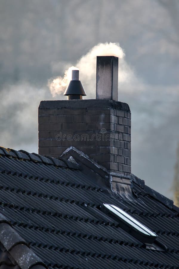 Chimney of a House with Smoke Stock Photo - Image of exhaust, fire ...