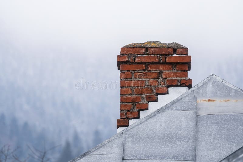 The Chimney of an Old House Built of Brick, Busteni, Romania. Stock ...