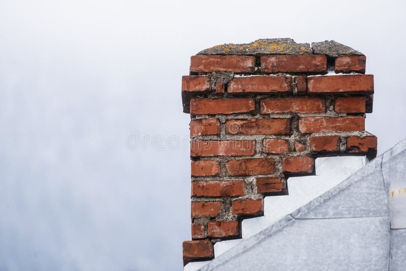 The Chimney of an Old House Built of Brick, Busteni, Romania. Stock ...