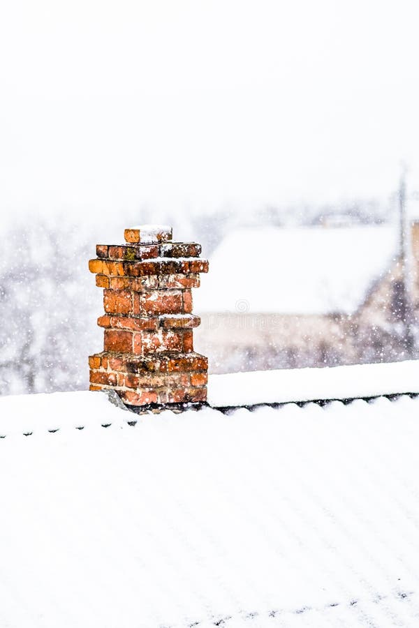 Old Chimney in Red Bricks on the Old Rural Roof Stock Image - Image of ...