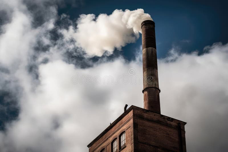 Chimney Releases Steady Flow of Faint Gray Smoke. Generative AI Stock ...