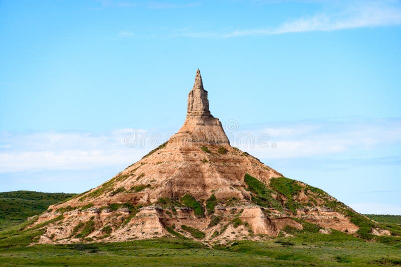 Chimney Rock Landmark in Nebraska after Sunset Stock Image - Image of ...