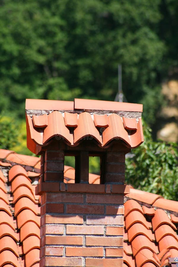 Chimney on the roof stock image. Image of materials, bricks - 5839407