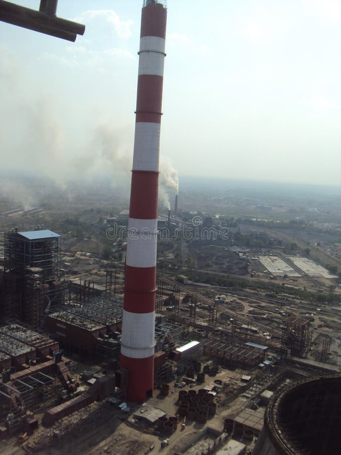 Chimney Shell in a Thermal Power Plant_Large View from Other Structure ...