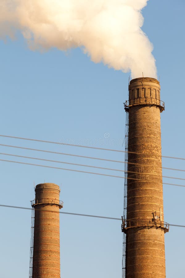 Chimney Smoke with Blue Sky Stock Photo - Image of atmosphere, chimney ...