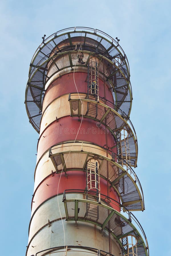 Chimney Stack Annual Inspection Stock Photo - Image of adult, climb ...