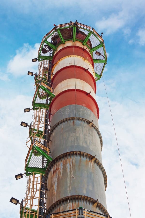 Chimney Stack Annual Inspection Stock Photo - Image of hardhat, plant ...