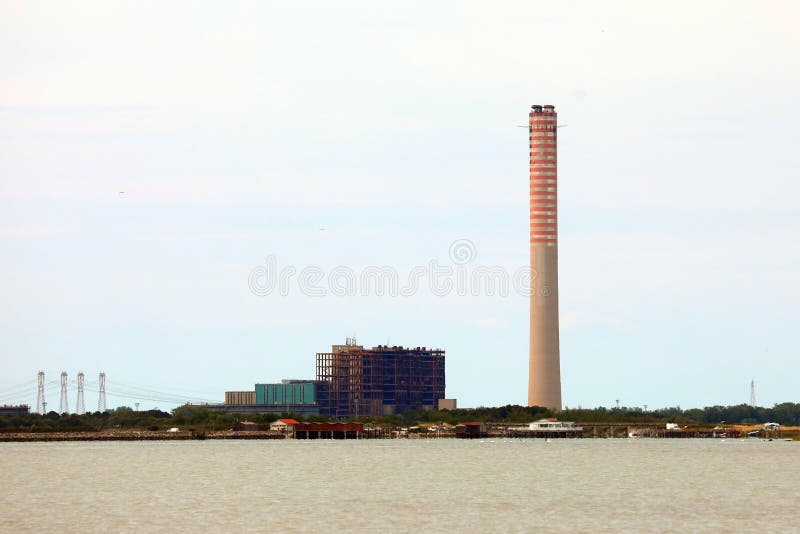 Chimney Stack of the Big Thermal Power Station during Improvemen Stock ...