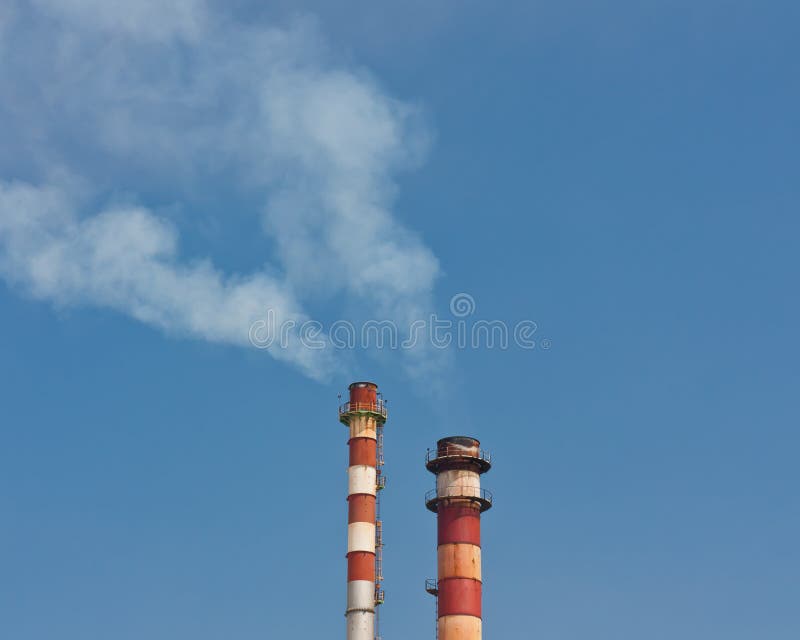Chimney stack whit fume stock image. Image of radiator - 27731439