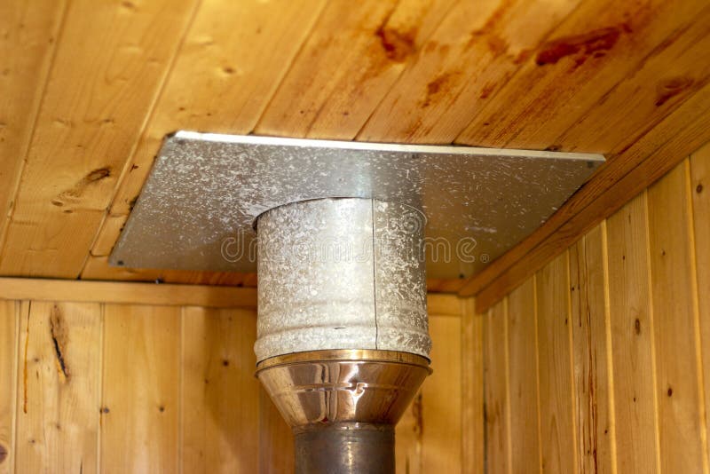 The Chimney Steel Pipe is Attached To the Ceiling of the Sauna, Sauna ...