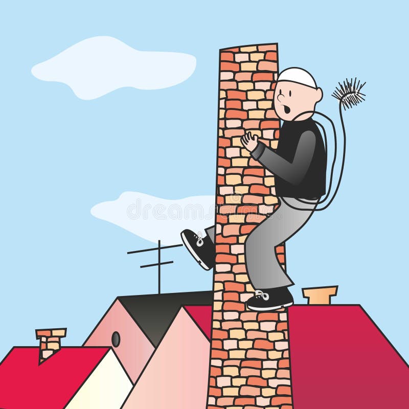 Chimney Sweep on High Chimney, Cartoon, Funny Vector Illustration, Eps ...