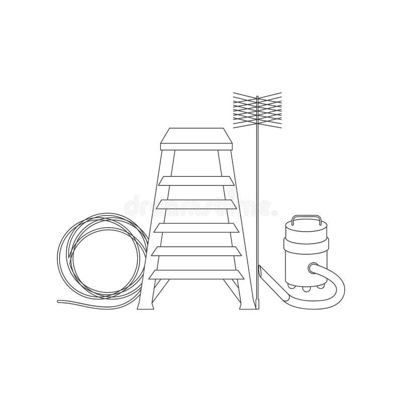 Chimney Sweeper Tools Icons Stock Vector - Illustration of vector ...