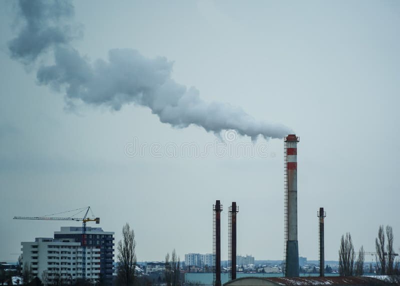 The Chimney of a Thermal Power Plant, the Smoke Extracted by a Thermal ...