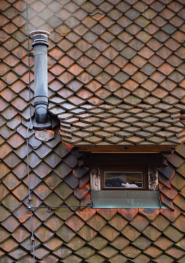 A Chimney and a Window on a Roof Stock Image - Image of chimney, small ...