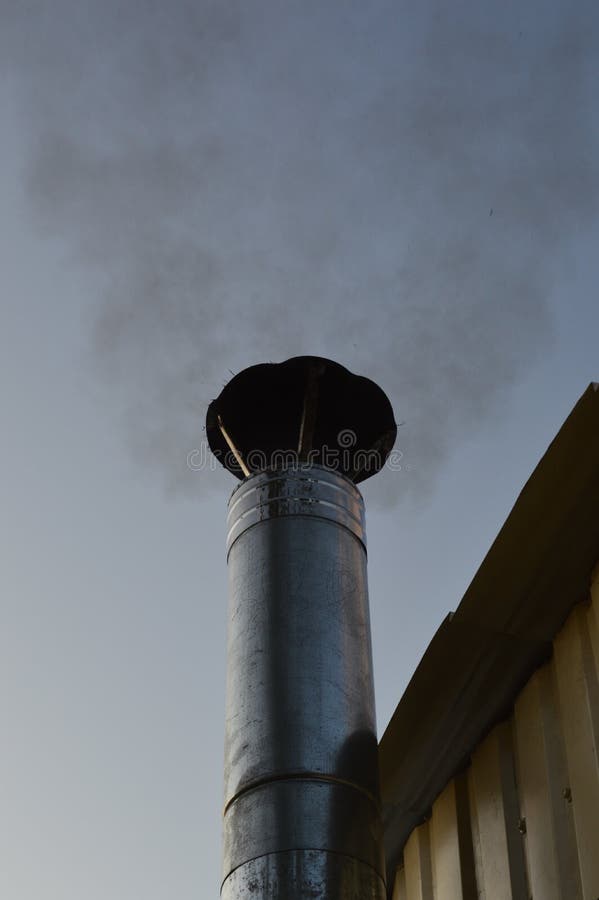 Chimney for a Wood-fired Solid Fuel Stove Stock Image - Image of steam ...
