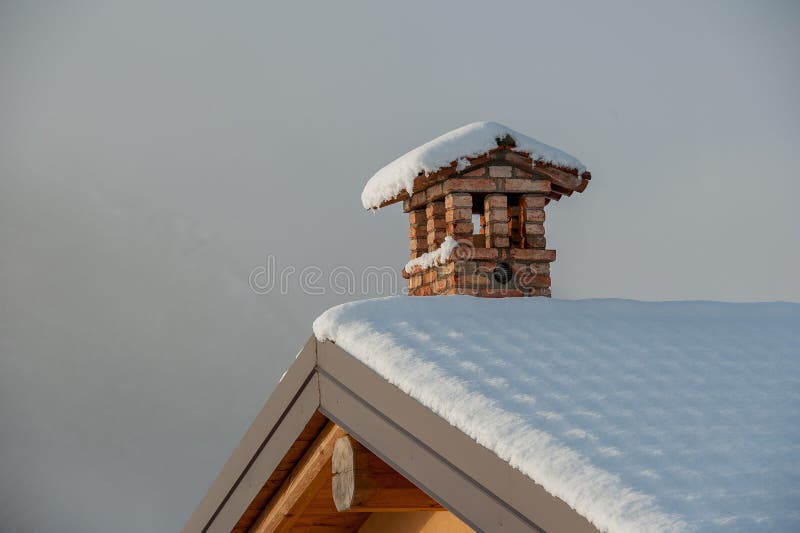 Chimney Pot on a Snow-covered Stock Image - Image of flue, detail ...