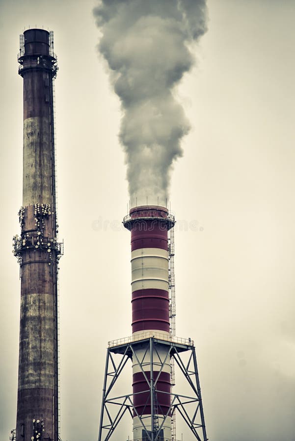 Chimneys with Dramatic Smoke Stock Image - Image of chemical, factory ...