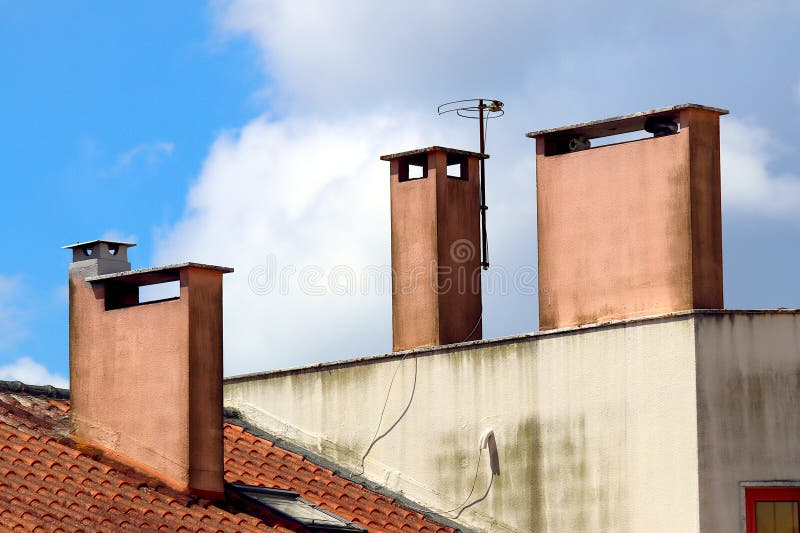 Chimneys on the Roof of a Building Stock Photo - Image of architecture ...