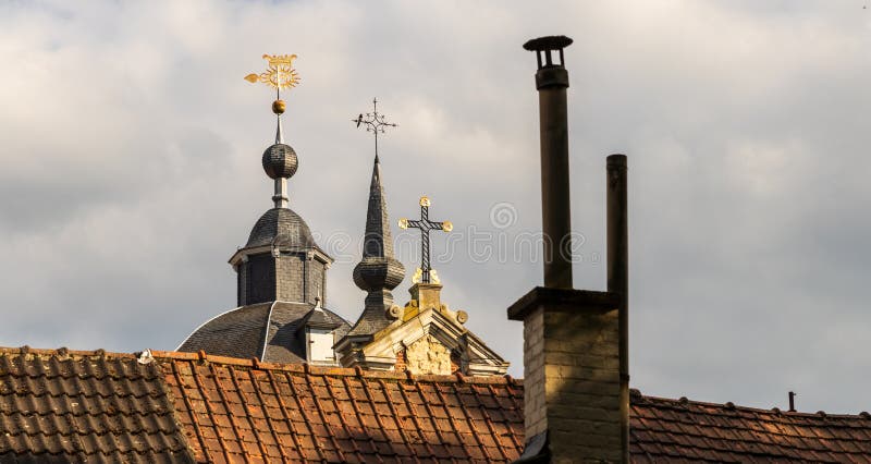 Chimneys and Rooftops of Medieval Houses Stock Photo - Image of chimney ...