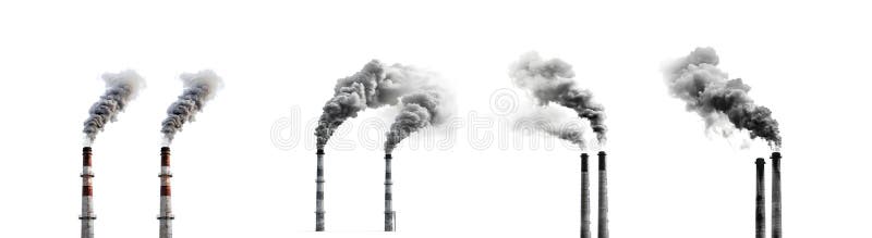 Chimneys and Smoke Side View Isolate Stock Illustration - Illustration ...