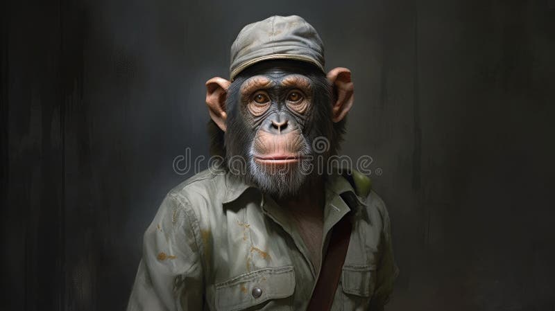 Chimp Dressed in Overalls Getting Ready for Work Stock Illustration ...