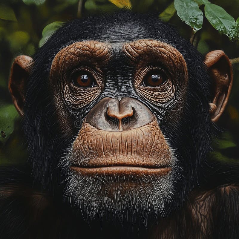 Chimpanzee Chimp Portrait Animal Face, Ape in Africa Stock Illustration ...
