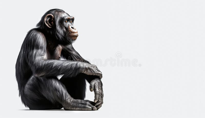 Chimpanzee Full Body on Isolated White Background Stock Illustration ...
