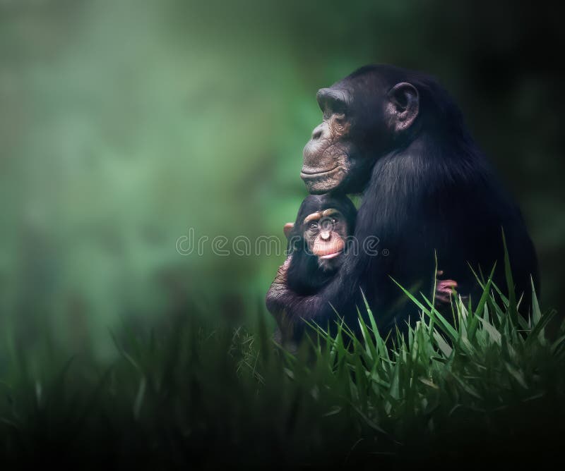 Chimpanzee Mother and Child Stock Image - Image of monkey, fauna: 307794449
