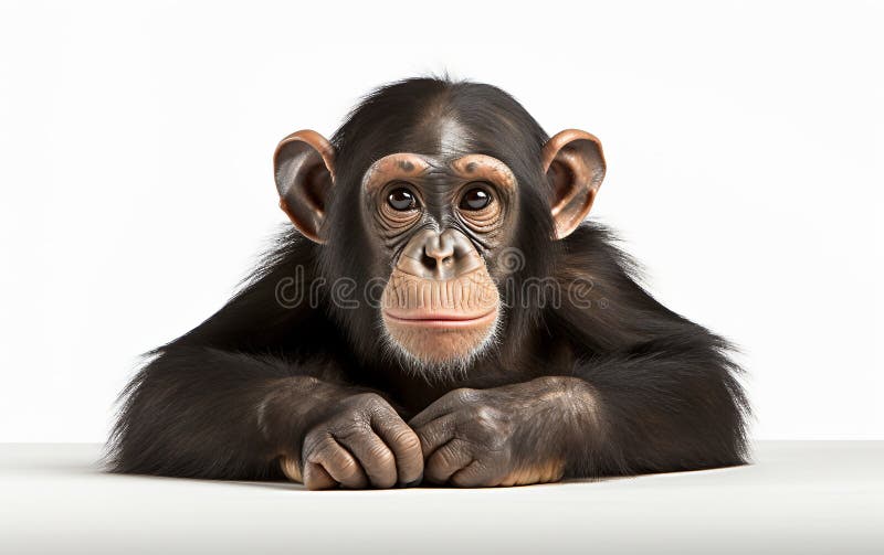 Chimpanzee Portrait on White Background Stock Illustration ...