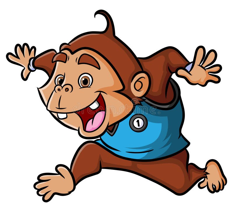 The Chimpanzee is Running Very Fast in a Competition Stock Vector ...