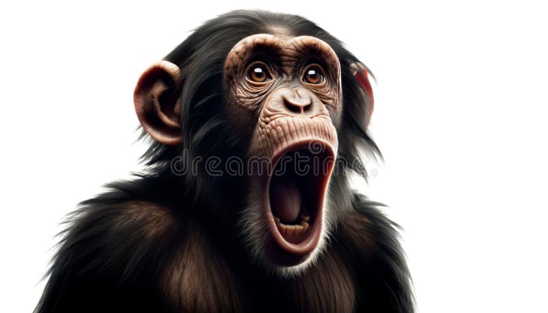 Chimpanzee with a Scared Expression and Open Mouth Stock Illustration ...