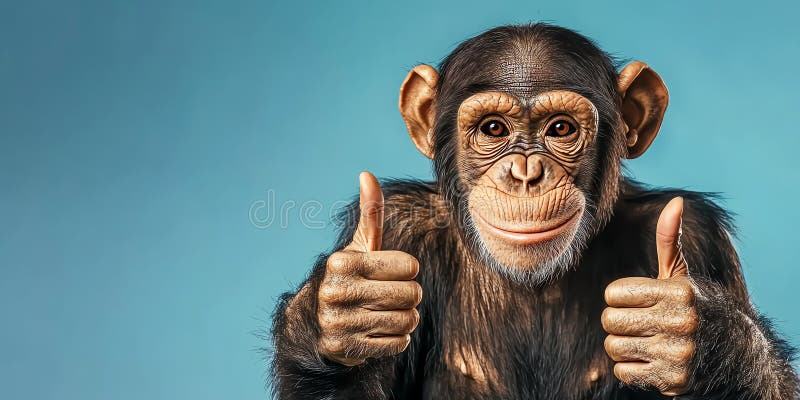 Chimpanzee Smiling and Giving Two Thumbs Up, AI Generated Stock ...