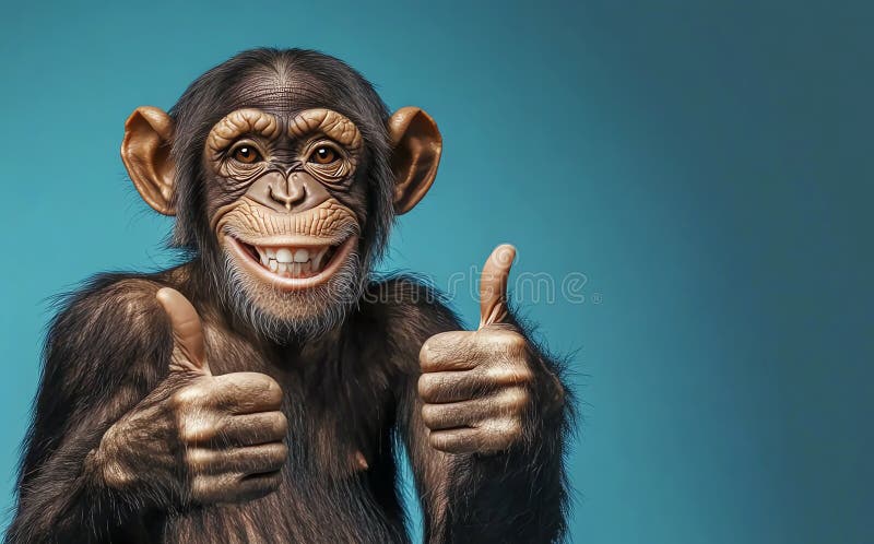 Chimpanzee Smiling and Giving Two Thumbs Up, AI Generated Stock ...
