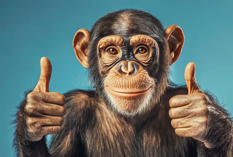 Chimpanzee Smiling and Giving Two Thumbs Up, AI Generated Stock ...