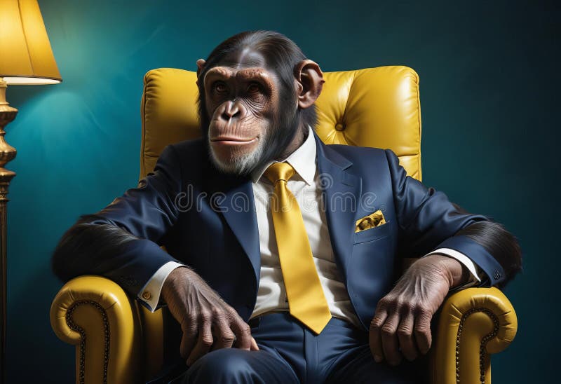 A Chimpanzee Wearing a Suit and Tie Stock Illustration - Illustration ...