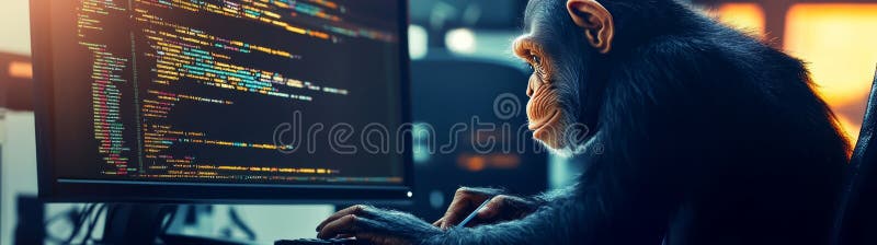 A Chimpanzee Works As a Skilled Computer Programmer, Coding and ...