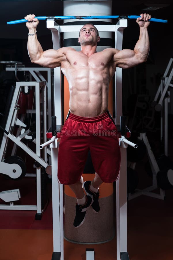 Chin Ups Workout for Back stock image. Image of dark - 44388961