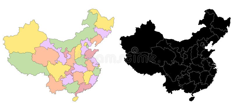 China Administrative Map, China Outline and Provinces Country Map Set ...