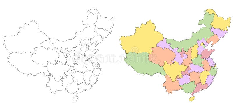 China Administrative Map, China Outline and Provinces Country Map Set ...
