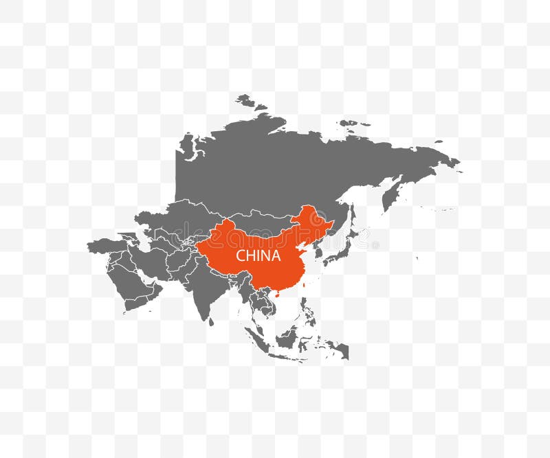 China on Asia Map Vector. Vector Illustration. Stock Vector ...