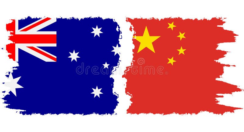 China and Australia Grunge Flags Connection Vector Stock Vector ...