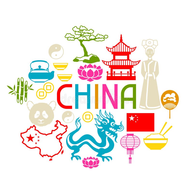 China Background Design. Chinese Symbols and Objects Stock Vector ...