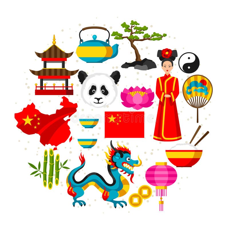 China Background Design. Chinese Symbols and Objects Stock Vector ...