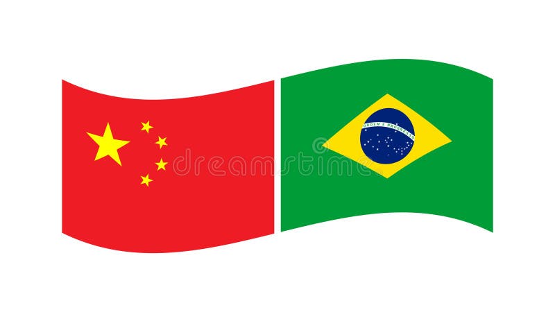 China Flag and Brazil Flag Isolated on White Background Editorial ...