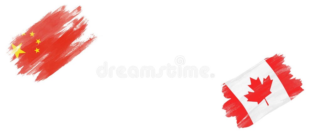 China and Canada Flags on White Stock Illustration - Illustration of ...