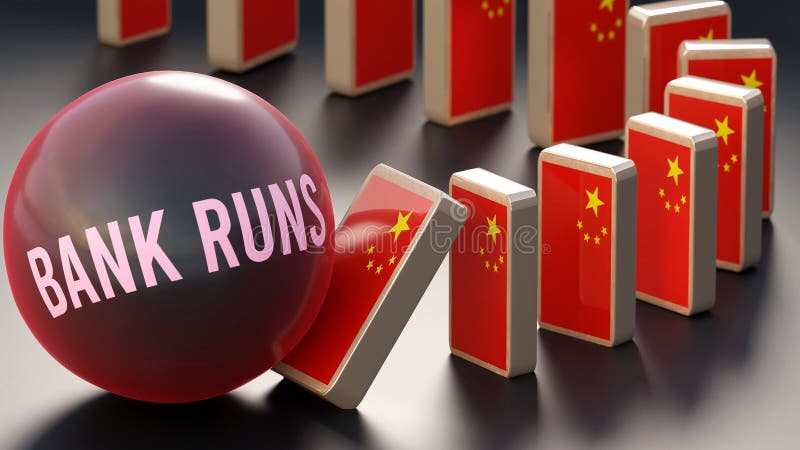 China Causing Decline of Bank Runs Stock Illustration - Illustration of ...