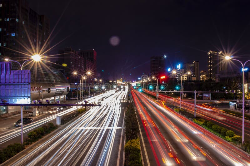 China Changchun Expressway Night Scene Stock Photo - Image of landscape ...